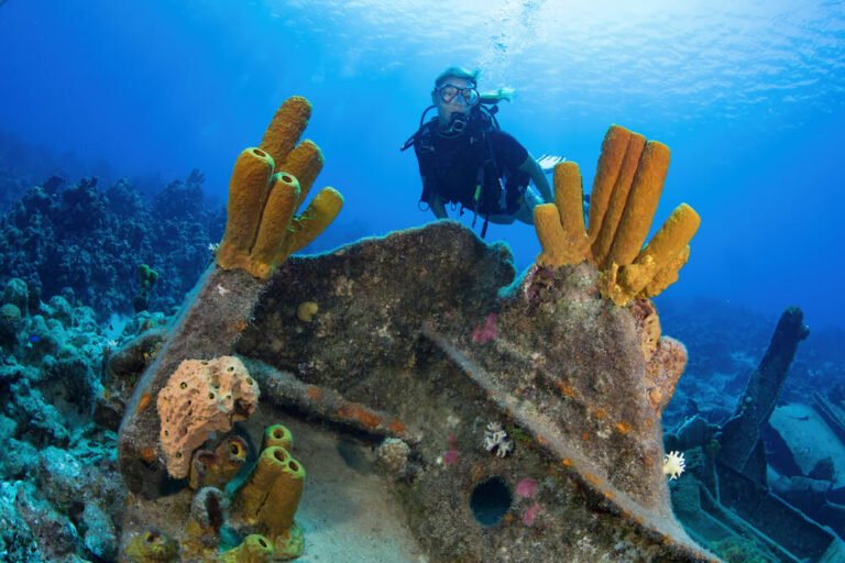 Scuba diving in the Cayman Islands is a beautiful underwater experience.